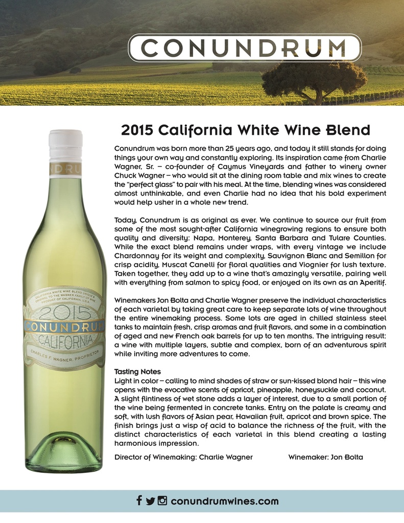 Conundrum White Blend, Conundrum | La Boutique Du Vin